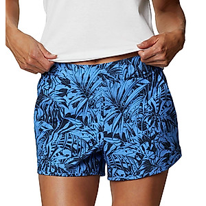 Columbia Women's Pleasant Creek Stretch Short, Harbor Blue Toucanical Tonal Print, Medium