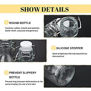 ZSMKJIAYE 30 PCS Mini Flip Top Glass Bottle with Stoppers Decorative Swing Top Bottles Small Glass Bottles with Lids Kraft Adhesive Round Stickers for Wedding Themed Party (4OZ/120 ml)