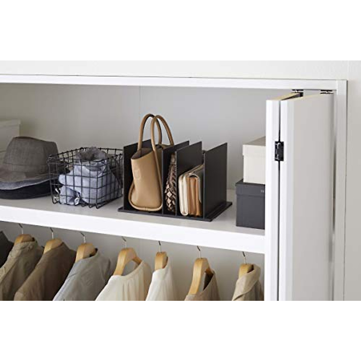 Yamazaki Handbag Home Purse Bag Divider Shelf | Plastic | Closet Organizer, One Size, Black