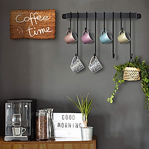 SHUNTU Coffee Cup Holder Wall Mounted - Coffee Cup Rack Mug Hooks in Kitchen Counter or Coffee Bar Station for Mug Display, Storage or Collections, Kitchen Utensils Hanger - Easy to Install