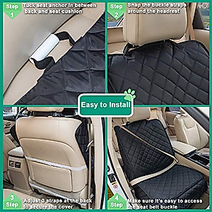 HAPYFOST Waterproof Front Seat Cover Dog Car Seat Covers Nonslip and Full Protection with Side Flaps Fits Most Cars, Trucks, SUVs(Black)