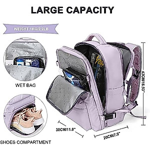 GZKPL Laptop Backpack, Travel Backpack Waterproof College Backpack Hiking Backpack with USB Charging Port for Men and Women, School, Business (Purple)