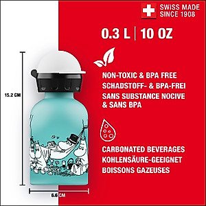 SIGG X Moomin Picnic Kids Drinking Bottle (0.3 L), Non-Toxic Children's Water Bottle with Leak-Proof Lid, Made in Switzerland Aluminium Flask for Water