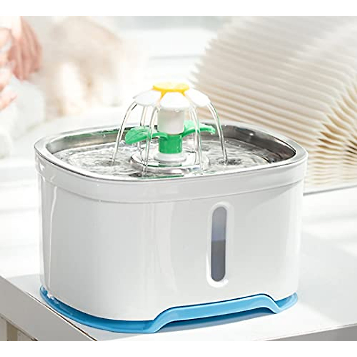 Generic Pearl Garden Rectangular Shaped Pet Fountain 2.5L Large Capacity Stainless Steel Tray (Blue) PD998