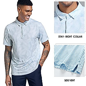 Ephemoca Men's Summer Short Sleeve Hawaiian Performance Golf Polo Shirt Green L