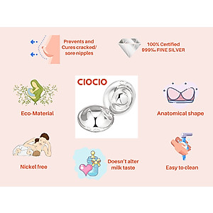 Silver Nipple Covers Breastfeeding - Silver Nursing Cups - Nipple Shields for Nursing Newborn - Breastfeeding Essentials - Soothe Cracked Nipples - The Original Silver Nursing Pads - 999‰ Fine Silver