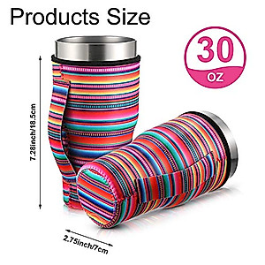 6 Pieces Reusable Coffee Cup Sleeve Neoprene Insulated Sleeves Cup Cover Holders Drinks Sleeve Holder Neoprene Tumbler Sleeves Cold Hot Beverages, 6 Styles (30 oz)