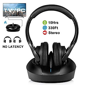 ZANCHIE Wireless TV Headphones Over Ear Headsets-RF Transmitter Charging Dock, Hi-Fi Stereo Cordless Headphones for TV, Adjustable Lightweight Rechargeable 10Hrs Battery for Hard of Hearing, 330ft