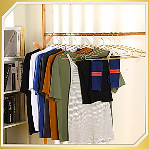 Suclain 60 Packs Gold Metal Wire Clothe Hangers 17.7 Inch Gold Wire Hangers Stainless Steel Hangers Bulk Heavy Duty Round Hook Thin Hangers for Coats Bridal Dry Cleaner(Gold)