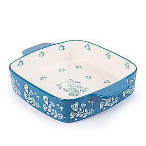 Wisenvoy Baking Dish Ceramic Brownie Pan 9x9 Baking Pan Casserole Dish Lasagna Pan Square Rose Dish Pan Bakeware Sets