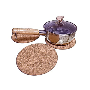 Aligeneral 8-Pack Cork Trivet Set, Cork Coasters- Round Corkboard Placemats Kitchen Hot Pads for Hot Pots, Pans, and Kettles, 7 x 7 x 0.4 Inches
