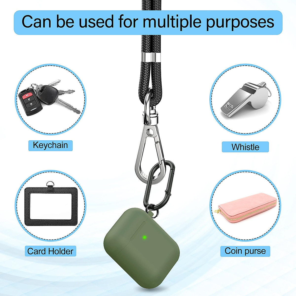 takyu Phone Lanyard, 2 Pack Adjustable Cell Phone Lanyard Crossbody Neck Strap & 2 Pack Phone Wrist Strap with Tether Tabs Compatible for iPhone Android Smartphones-Black Grey