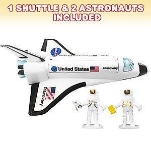 ArtCreativity Space Shuttle Toy Set with 2 Astronaut Figurines, Cool Space Toys for Kids-Diecast Metal Shuttle with Lights, Sounds and Pullback Motion, Best Space-Themed Gifts for Boys & Girls