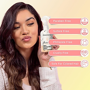 FoxyBae Heat Protectant Spray - Thermal Hair Styling Mist for Curling Iron & Blow Dryer - Prevents Frizz, Damage & Breakage, 8oz