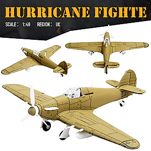 ViiKONDO 1/48 WWII UK Hurricane Fighter British Aircraft Military Warplane Model Building Kit DIY Assembly Jet Toy Airplane (01)
