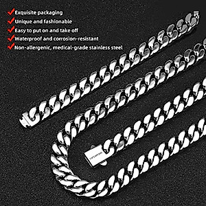 CaptainSteeL Miami Cuban Chain Necklace for Men/Women,316L Stainless Steel 5/9MM Width 18"/20"/22"/24"Length Fashion Snap Button Hip Hop Jewelry,Cuban Link Chain Gold Plated/Stainless Steel with Gift Box