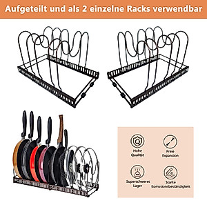 SPEENSUN Pot And Pan Organizer For Cabinet,Pan Organizer,Expandable Detachable Lid Organizer With 10 Adjustable Dividers,Not Easy To Tilt Or Bend,Heavy Iron Pot Organizer Rack,Christmas Gifts For Mom