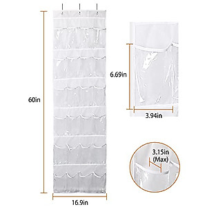 KOCASO Over the Door Shoes Rack 24-Pocket Crystal Clear Organizer 6-Layer Hanging Storage Shelf for Shoes Slippers Small Toys Closet Cabinet