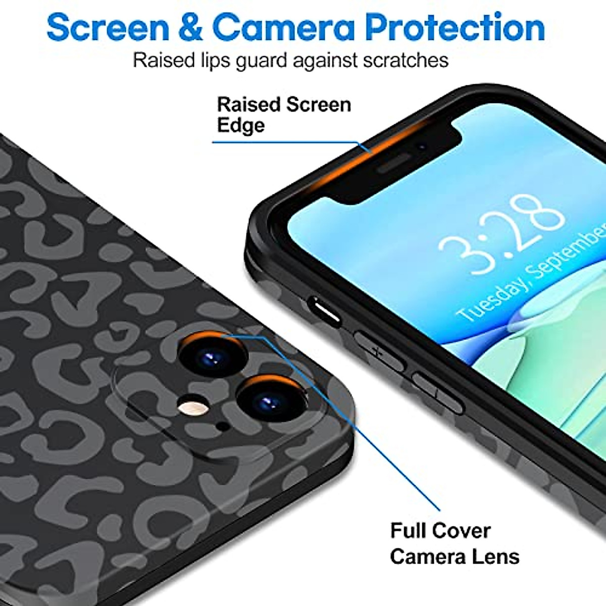 Hython Case for iPhone 11 Case Leopard, Matte Black Cheetah Print Pattern Design [Not Rub Off], Cute Slim Soft TPU Shockproof Protective Phone Case Cover for Women Men, Black Leopard Print