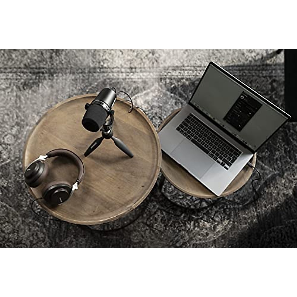 Shure MV7 USB Microphone with Tripod, for Podcasting, Recording, Streaming & Gaming, Built-in Headphone Output, All Metal USB/XLR Dynamic Mic, Voice-Isolating Technology, TeamSpeak Certified - Black