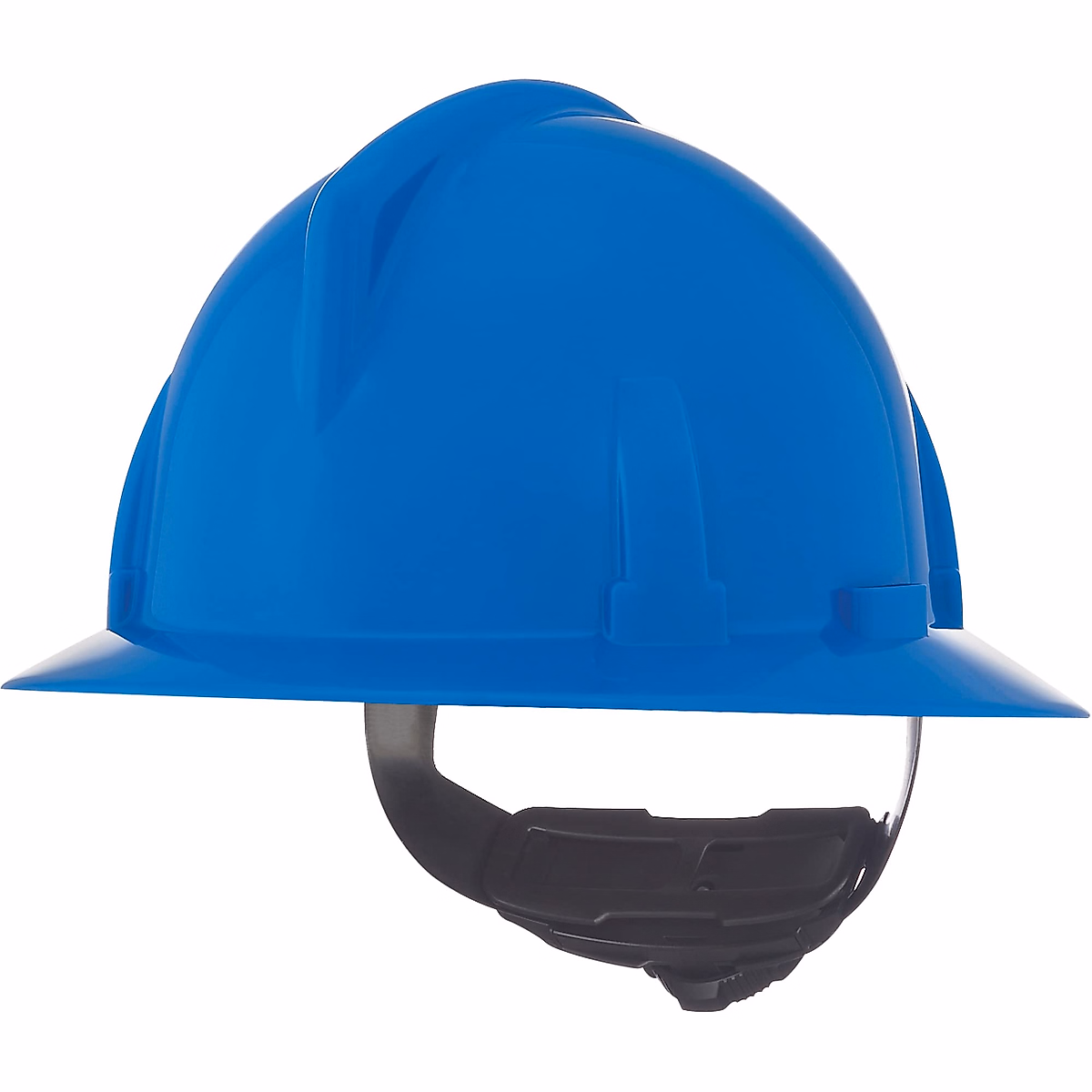 MSA 475389 Topgard Full Brim Safety Hard Hat with Fas-Trac III Ratchet Suspension | Non-Slotted Polycarbonate Shell, for General Purpose and Elevated Temperatures - Standard Size in Blue