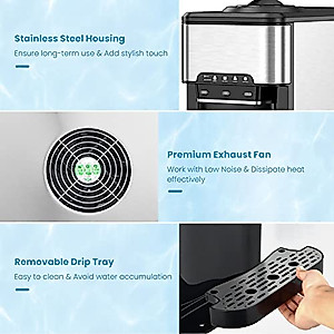 Water Dispenser with Ice Maker Hot Cold Water Cooler, 3-in-1 Countertop 5 Gallon Water Dispenser, Top Loading Water Cooler Dispenser for Home Office Dormitory