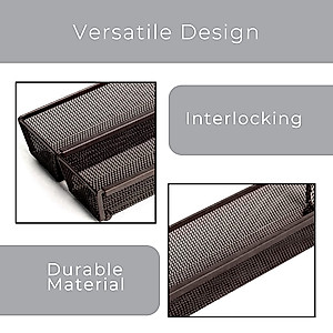 Smart Design Drawer Organizer - 12 x 3 Inch - Steel Metal Mesh Tray - with Interlocking Arm Connection - Utensils, Silverware, Organization - Kitchen - Bronze