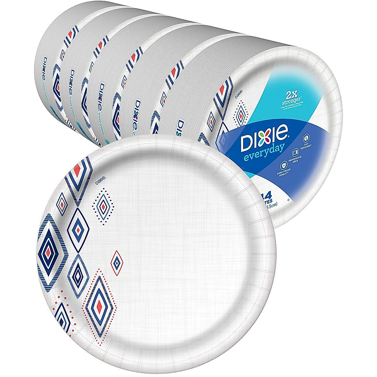 Dixie Paper Plates, 10 1/16 inch, Dinner Size Printed Disposable Plate, 44 Count (Pack of 5) , Packaging and Design May Vary