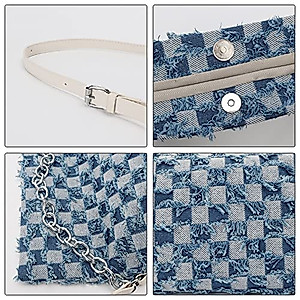 Denim Hobo Bag For Women Canvas Shoulder Tote Bag(Blue)