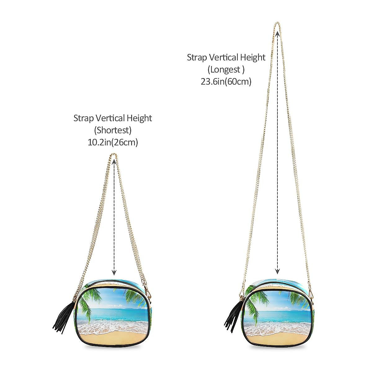 ALAZA Tropical Beach Palm Tree PU Leather Small Women Crossbody Shoulder Bag Purse Wallet with Adjustable Chain Strap