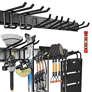 MeilsurY Garage Storage, 48-INCH Garage Tool Organization Wall Mount, Upgraded to Support Max 440lbs Garage Garden Tool Organizer, Professional Wall Mount Tool Storage Racks with 3 Rails and 7 Hooks