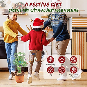 MILEGI Volume Adjustable Dancing Cactus Talking Cactus Baby Toys Singing Toys, Baby Cactus Repeating What You Say Baby Boy Toys Imitation Toys Glowing Musical Toys Children's Toys