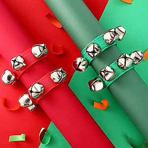 6 Pieces Christmas Band Wrist Bells Bracelets Musical Ankle Bells Instrument Percussion Rhythm for Christmas Party Favors Festival Accessories (Red and Green)