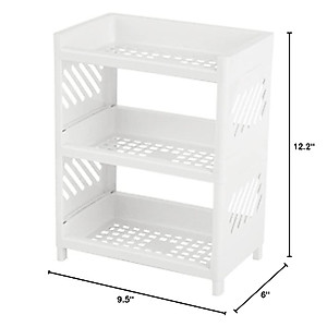 KSTZGTA 3 Hollow Out Plastic Shelf Foldable Desktop Storage Rack Countertop Cosmetic Holder Storage Tray Bathroom Kitchen Tabletop Organizer Kitchen Storage Shelf Rack Organizer, White