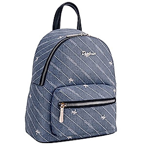 David Jones Women Blue Denim Jeans Fashion Backpack Small Casual Everyday Travel Backpack - Blue