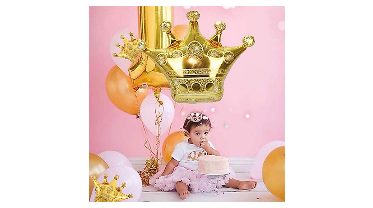 14PCS Gold Crown Balloons for Celebrations