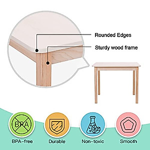 TOOKYLAND Wood Kids Table and Chairs Set,Natural,Sturdy,Doesn't Wobble,Light Color Children's Furniture,Easy to Match