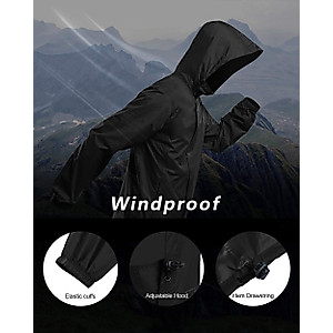 Outdoor Ventures Men's Rain Jacket Waterproof Lightweight Packable Rain Shell Raincoat with Hood for Golf Hiking Travel