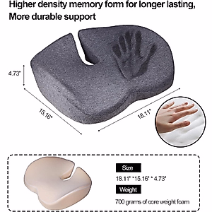 [Upgraded] Ergonomic Tailbone Pain Relief Seat Cushion for Sciatica, Coccyx, Low Back, Hip & Pressure Relief Pillow. Memory Foam Office Chair Cushions Comfortable for Gaming Desk Chair Car Seat