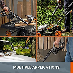WORX 20V Cordless Jobsite Blower WX094L Compact Leaf Blower for Jobsite Garage Yards，2.0Ah Battery & Charger Included