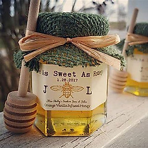 50 Pcs Wooden Honey Dipper Stick Collecting Dispensing Drizzling Jam Portable Wedding Party (6 inch)