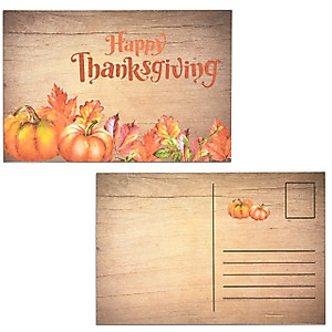 Gift Boutique 120 Pcs Happy Thanksgiving Postcards Fall Greeting Cards 4" x 6" Holiday Pumpkins Maple Leaves Design Harvest Blank Note Post Card