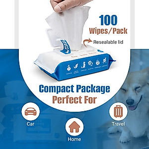PUMBLER Pet Wipes for Dogs 100Pcs/1Pack – Unscented Dog Wipes with Vitamin E, Chamomile – Gentle Cat Wipes Ideal for Muddy Paws, Face, Dog Eye Wipes, Dog Ear Wipes – Resealable Lid Butt Wipes