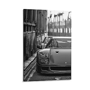 Car Poster Ferrari F40 Supercar Posters Racing Car Canvas Wall Art For Boy's Bedroom SuperCar Wall Decor Frame-style 20x30inch(50x75cm)