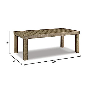 Signature Design by Ashley Outdoor Silo Point Eucalyptus Patio Coffee Table, Brown