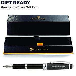 Dayspring Pens Engraved Cross Pen | Personalized Cross Bailey Black Lacquer Rollerball Gift Pen in Premium Pen CaseAT0455-7 - Custom Name Engraved