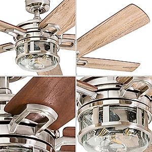 Honeywell Ceiling Fans Bonterra, 52 Inch Contemporary Indoor LED Ceiling Fan with Light and Remote Control, Dual Finish Blades, Reversible Motor - Model 50610-01 (Brushed Nickel)