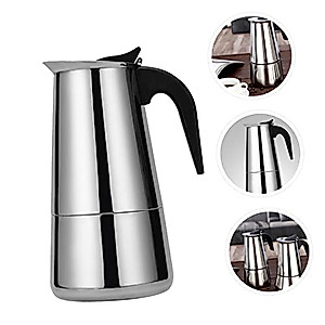FUNOMOCYA Coffee Pot Stainless Tea Kettle Mocha Coffee Portable Water Kettle Cafetera Manual Espresso Maker Portable Coffee Cup Coffee Boiling Pot Coffee Silver Stainless Steel