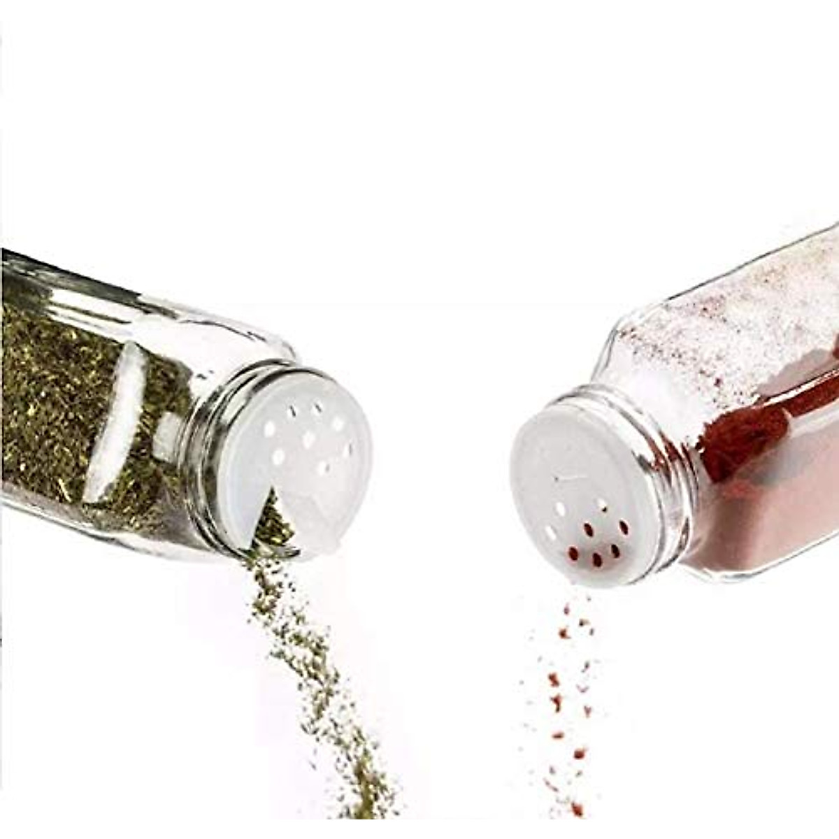 Tebery 30 Pack Glass Spice Jars Bottles 4oz Empty Square Spice Containers with Silver Metal Lids Complete Organizer Set Includes Shaker Tops, Wide Funnel and Labels