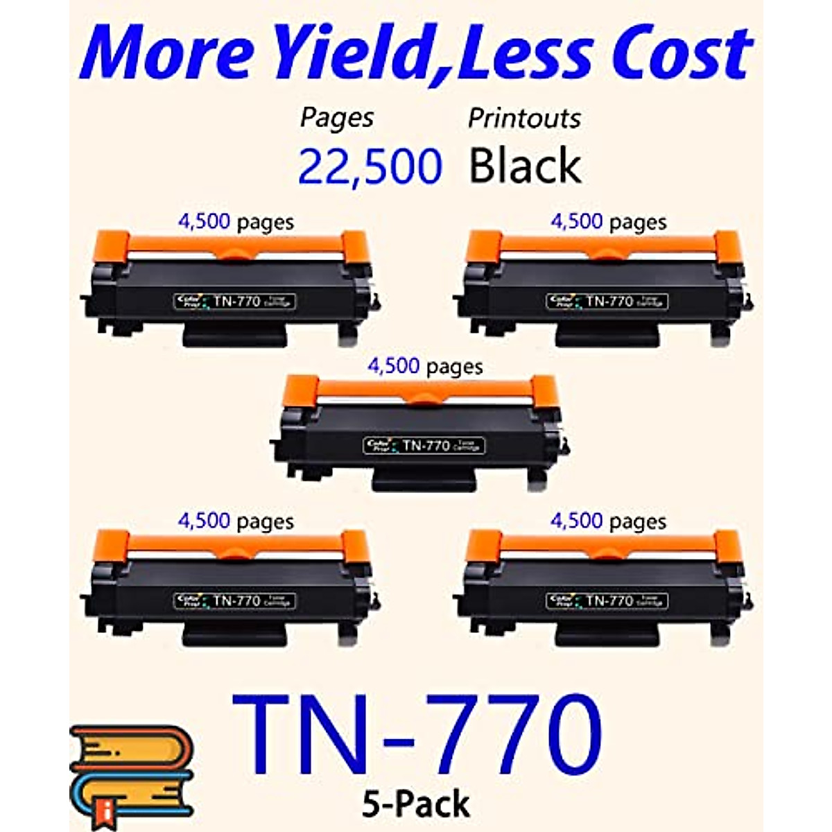 5-Pack ColorPrint Compatible TN770 High Yield Toner Cartridge Replacement for Brother TN770 TN 770 TN760 Work with HL-L2370DW HL-L2370DWXL MFC-L2750DW MFC-L2750DWXL Printer (Black)